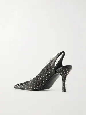 Magda Butrym Eyelet-embellished Leather Slingback Pumps