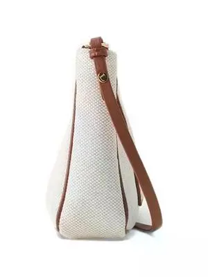 LANVIN Embroidered-logo Crossbody Bag - Neutrals