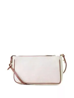 LANVIN Embroidered-logo Crossbody Bag - Neutrals