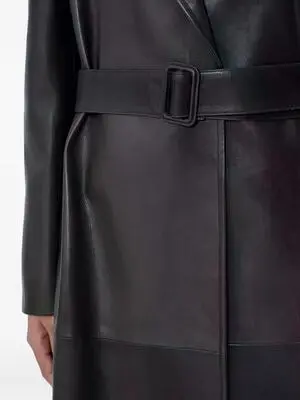 THE ROW Raisa Notched-lapels Belted Leather Coat