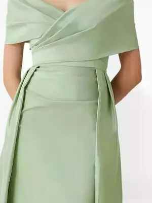 Rickie Freeman For Teri Jon Off-shoulder Overlay Maxi Gown