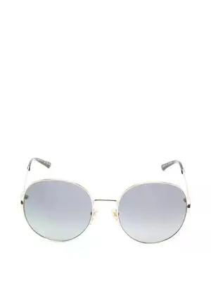 Gucci Logo-detail Round-frame Sunglasses - Gold