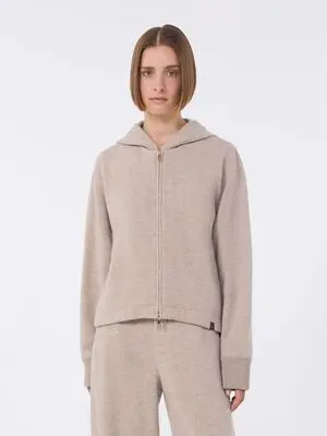 Max Mara Cashmere And Wool Jersey Hooded Sweatshirt - Beige