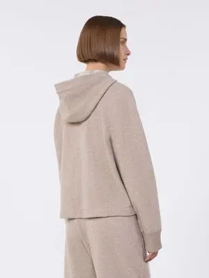Max Mara Cashmere And Wool Jersey Hooded Sweatshirt - Beige