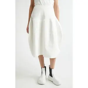MELITTA BAUMEISTER Rounded Cotton Twill Midi Skirt - White