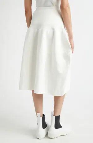 MELITTA BAUMEISTER Rounded Cotton Twill Midi Skirt - White