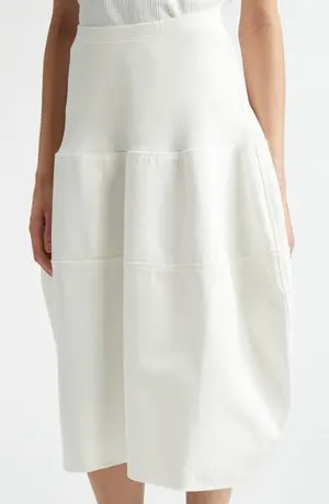 MELITTA BAUMEISTER Rounded Cotton Twill Midi Skirt - White