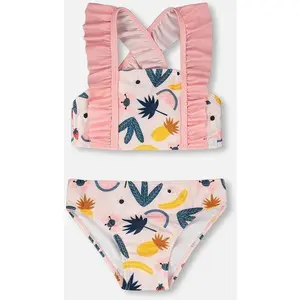 DEUX PAR DEUX Two-piece Ruffle Fruits Swimsuit - Pink Printed Fruits