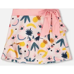 DEUX PAR DEUX Fruits Beach Skirt Cover-up - Pink Printed Fruits