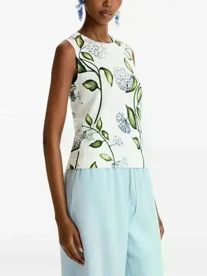 Oscar De La Renta Flower-print Tank Top - White
