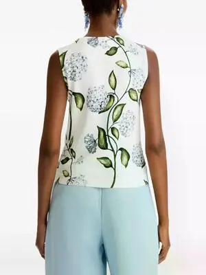 Oscar De La Renta Flower-print Tank Top - White
