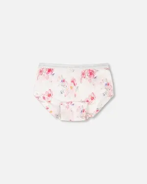DEUX PAR DEUX Organic Cotton Flowers Boyshort Panty - Pink Printed Flowers