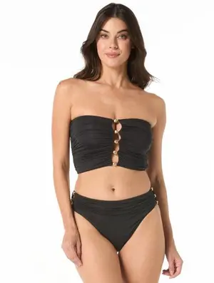 Carmen Marc Valvo Beaded Bandeau Top - Black