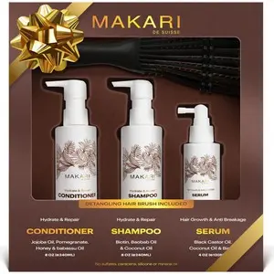 MAKARI Hair Set Including Shampoo + Conditioner + Serum + Hair Brush - None