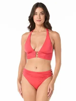 Carmen Marc Valvo Beaded Halter Bikini Top - Grenadine