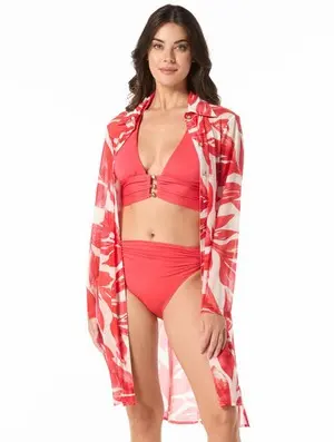 Carmen Marc Valvo Beaded Halter Bikini Top - Grenadine