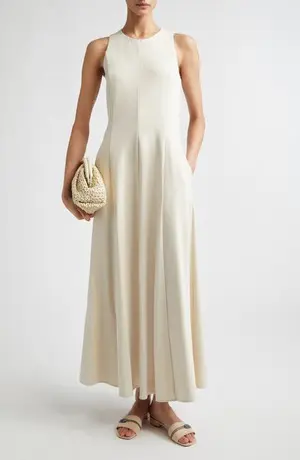 Eleventy Open Knit Sleeveless Maxi Sweater Dress - Sand
