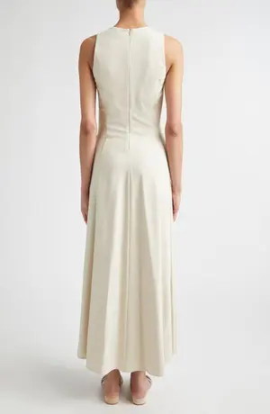 Eleventy Open Knit Sleeveless Maxi Sweater Dress - Sand