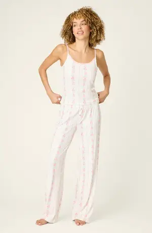 PJ Salvage Roses Are Pink Double Brushed Pointelle Camisole