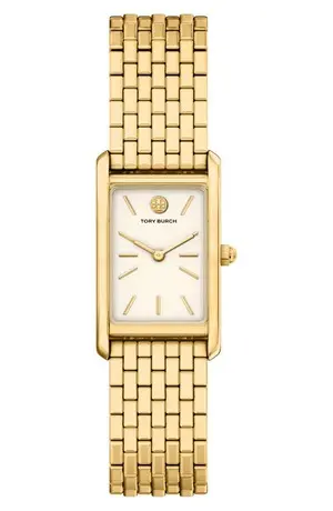 Tory Burch Eleanor Slim Tank Bracelet Watch - Gold/white