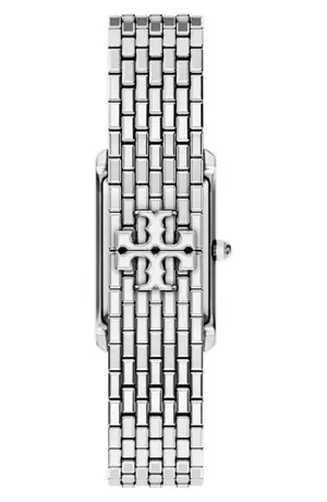 Tory Burch Eleanor Slim Tank Bracelet Watch - Silver/black Mop