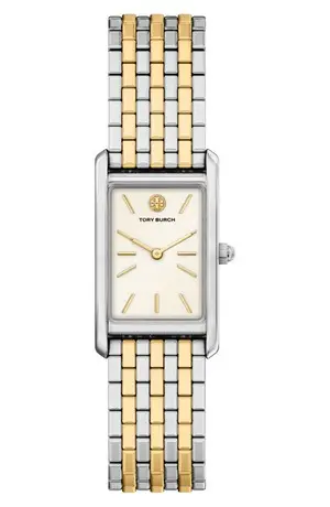 Tory Burch Eleanor Slim Tank Bracelet Watch Two Tone