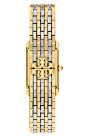 Tory Burch Eleanor Slim Tank Bracelet Watch - Two Tone/mint
