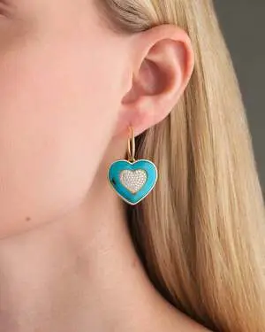 EMILY P. WHEELER Rock Heart Turquoise And Diamond Earrings