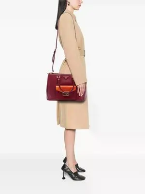 Prada Saffiano Lux Galleria Double Zip Satchel - Orange