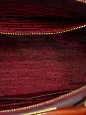 Prada Saffiano Lux Galleria Double Zip Satchel - Orange