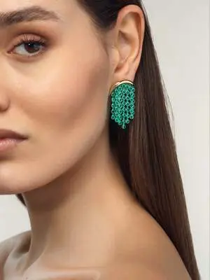 EMILY P. WHEELER Emerald Fringe Earrings - White