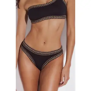 LIDA SWIMWEAR Thalassa Bikini Slip Bottom With Crochet Border - Black