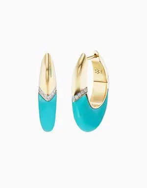 EMILY P. WHEELER Oval Turquoise And Diamond Earrings - Blue