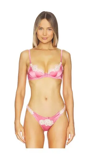 Fleur Du Mal Juliet Lace Demi Bra In Pink - Watermelon