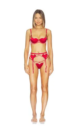 Fleur Du Mal Amour Garter In Red