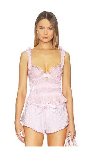 For Love & Lemons Slotted Hearts Bustier - Pink