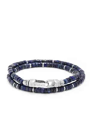 NIALAYA Heishi Wrap Bracelet - Blue Lapis
