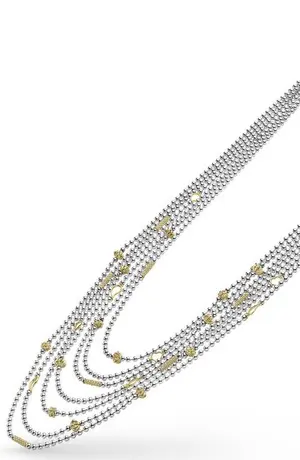 Lagos Two-tone Caviar Icon Five-row Strand Necklace
