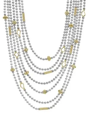 Lagos Two-tone Caviar Icon Five-row Strand Necklace
