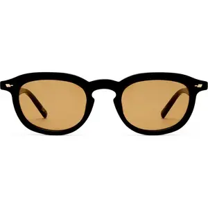 Le Specs Heart Throb 50mm Round Sunglasses - Black/light Brown Mono