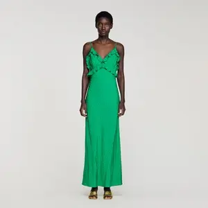 Sandro Jacquard Maxi Dress With Straps