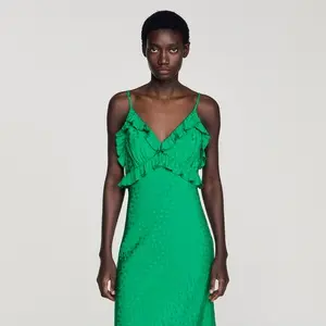 Sandro Jacquard Maxi Dress With Straps