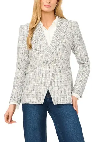 Halogen Double-breasted Tweed Blazer