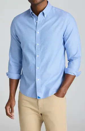 UNTUCKIT Jamison Regular Fit Microchedk Wrinkle Free Cotton Button-down Shirt