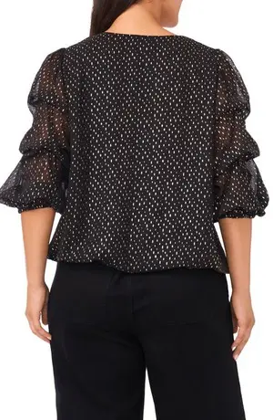 Vince Camuto Metallic Dot V-neck Top