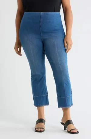 Lyssé Dara High-waist Seamed Fringe Hem Crop Jeans - Mid Wash