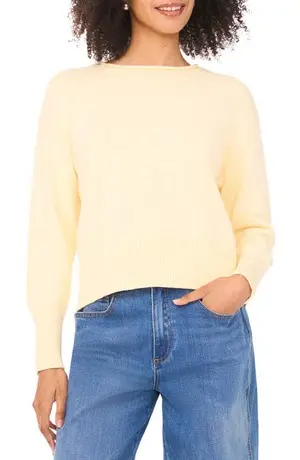 Vince Camuto Roll Neck Cotton Sweater - Cream Yellow