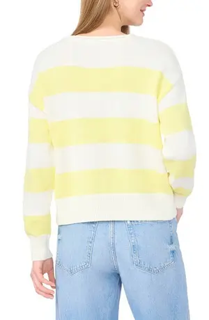 Vince Camuto Striped Roll Neck Sweater - Sugar Yellow