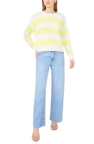 Vince Camuto Striped Roll Neck Sweater - Sugar Yellow
