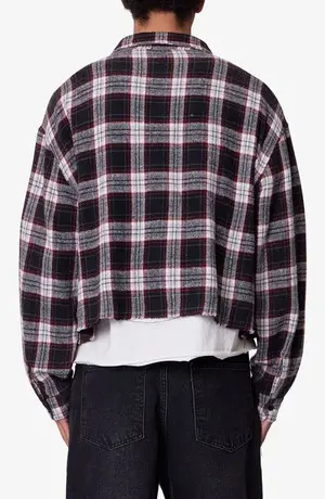Mnml Washed Crop Flannel Button-up Shirt